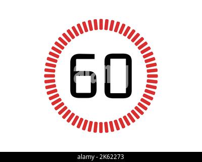 60 minutes on stopwatch icon in flat style. Clock face timer vector ...