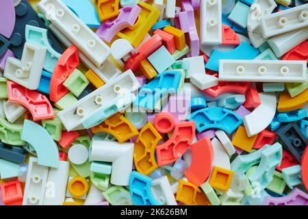 Top view Colorful Wooden building blocks with different shapes for ...