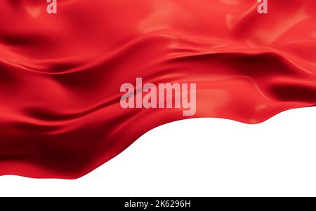Red cloth, flowing by the wind, 3d rendering. Computer digital drawing ...