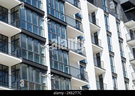 Large panoramic plastic windows. Facade of a new building in the house ...