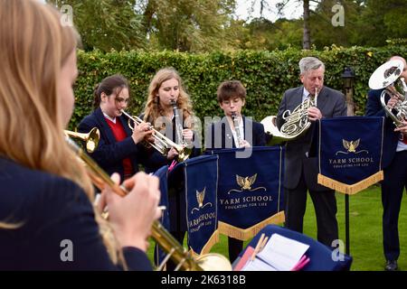 Darlington, UK. 11 Oct 2022. Steven Marsters is pictured performing the Haka as the Cook Islands ...