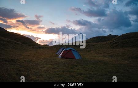 Camping Tent near Bachalpsee in the mountains of Switzerland, Night and ...