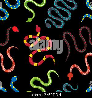 Colored exotic snakes pattern. Dangerous snakes background. Tropical ...
