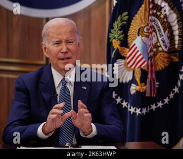 President Joe Biden addresses a virtual audience attending the Summit ...