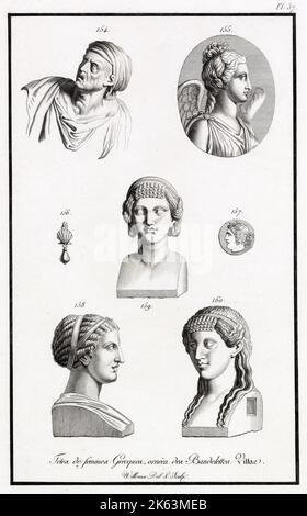 Some of the ways in which Greek women did their hair, using a nimbus as ...
