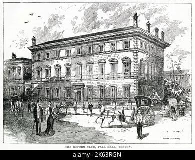 Exterior of the Reform Club, Pall Mall, London, showing the Reform flag ...