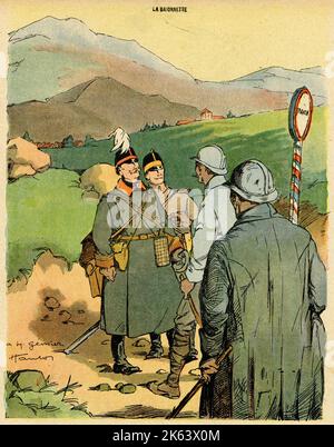 Cartoon, Two French soldiers, WW1 Stock Photo - Alamy