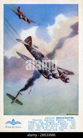 Bristol Beaufighter aircraft of the Royal Air Force, used for long ...