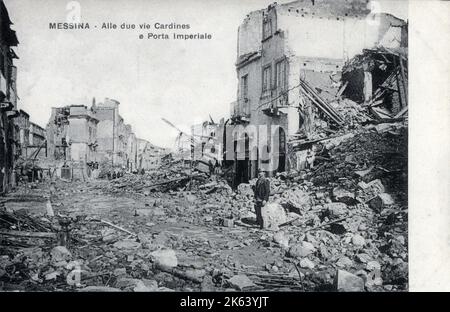 Aftermath of Earthquake and Fire at Messina, Sicily, Italy Stock Photo ...