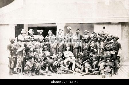 officers of a native Indian regiment, British army, India, photographed ...