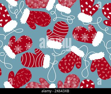 Winter warm kids gloves seamless Christmas weather pattern for wrapping ...