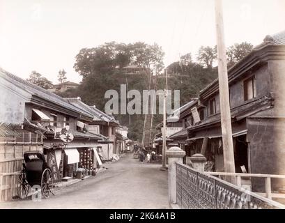 The '100 Steps' leading to 'The Bluff' Yokohama, Japan, c.1880's ...