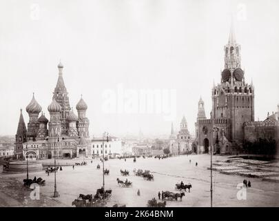 c.1890s Russia - Red Square Moscow and St. Basil's Cathedral Stock ...