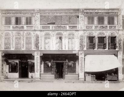 Vintage 19th century photograph: Singapore, Chinese house, dwelling ...
