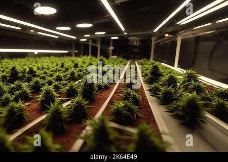 Marijuana farm. Martian Cannabis plant in curative cannabis weed farm ...