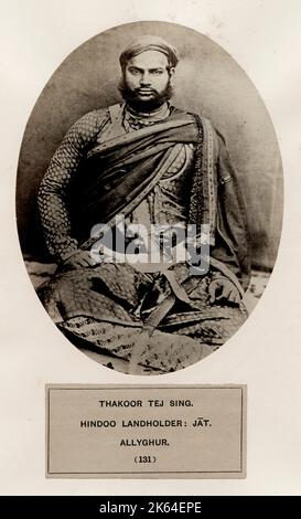 People of Hindu India in their traditional attire. Hand-colored print ...