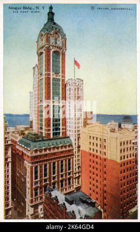 NYC, Singer Building, 1910s Stock Photo - Alamy