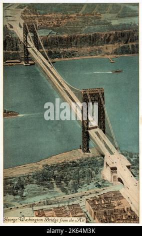 George Washington Bridge viewed from park beside Hudson River Stock ...