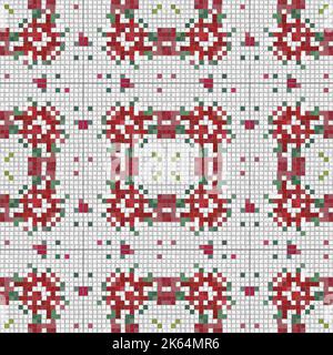 Seamless Christmas poinsettia cross stitch pattern. Decorative ornament ...