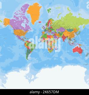 World map continents. Mercator projection. Emotional vector ...