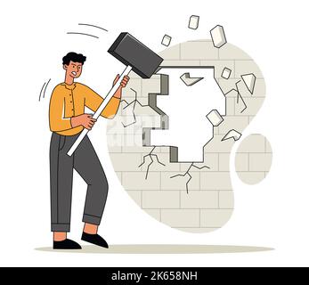 Businessman with hammer break wall Stock Vector Image & Art - Alamy