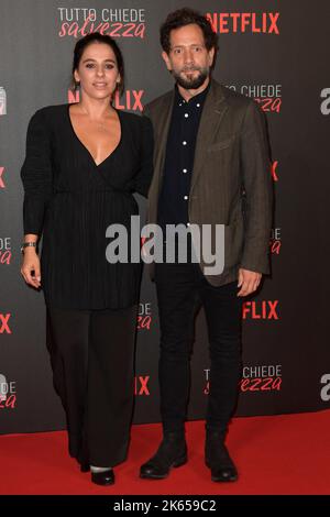 Arianna Mattioni (l) and Lorenzo Lavia (r) attend the red carpet of ...