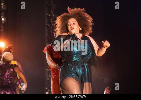 Reyna Nunez of LaTasha Barnes performs The Jazz Continuum during dress ...