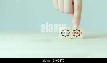 Work hard or smart concept. Blending both hard work with smart work and ...
