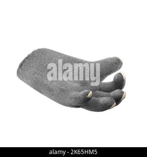 3d furry wolf hands in plastic cartoon style. Catch fingers gesture ...