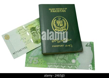 Pakistan commemorative new 75 rupees notes with portraits of Quaid-e ...