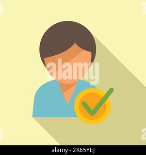 Approved expert icon flat vector. Quality control. Work complete ...