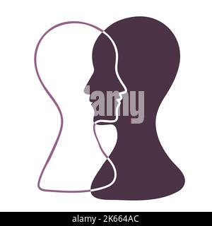 BPD Simple concept. Minimalistic Icon of human head with bipolar ...