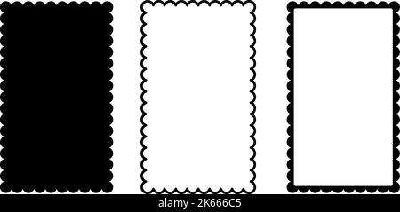 Square scalloped frame. Scalloped edge rectangle shape. Simple label ...