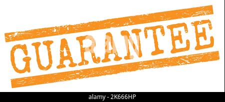 GUARANTEE text written on orange lines stamp sign Stock Photo - Alamy