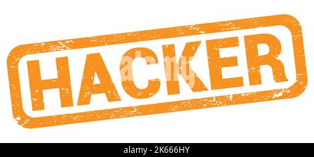 HACKER text written on orange rectangle stamp sign Stock Photo - Alamy