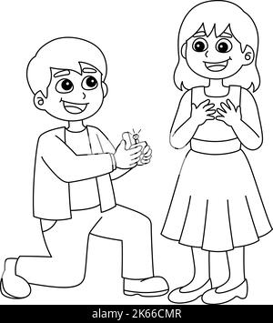 Wedding Proposal Coloring Page for Kids Stock Vector Image & Art - Alamy