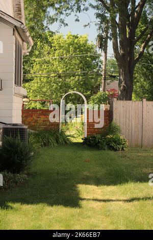 Typical common side yard of a typical suburban American home in a black ...