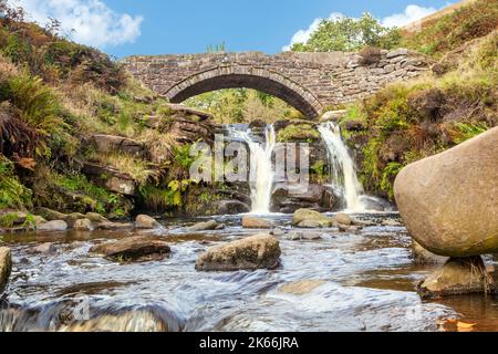 River Dane and Packhorse Bridge at Three Shire Heads-also known as ...