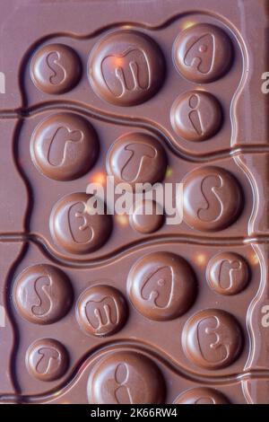 Bar of Nestle Smarties chocolate bar isolated on white background - I'm ...