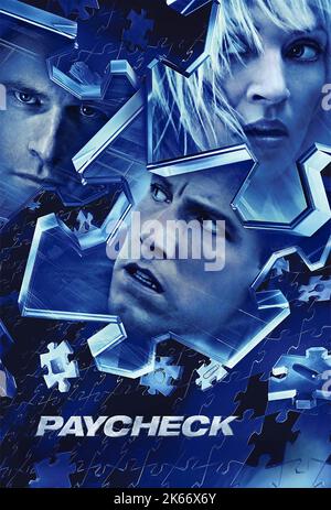 AARON ECKHART, BEN AFFLECK, UMA THURMAN MOVIE POSTER, PAYCHECK, 2003 ...