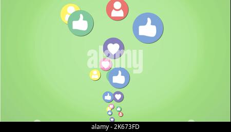 Image of social media reactions on green background. Social media ...