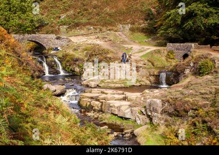 River Dane and Packhorse Bridge at Three Shire Heads-also known as ...