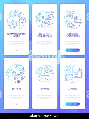 Target audience engagement onboarding mobile app screen set Stock ...