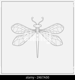 Art nouveau style dragonfly insect basic element. 1920-1930 years ...