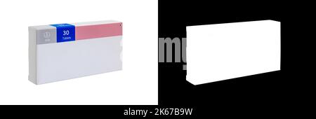 Realistic cardboard box for medication template isolated on white ...