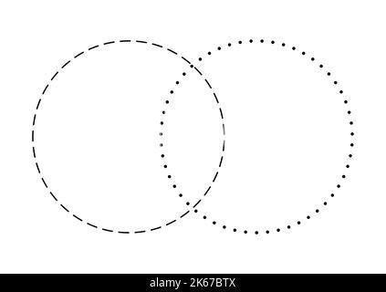 Venn diagram 5 circle with dash line chart infographic sign Stock ...