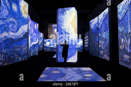 A woman takes a photo has the finishing touches are made ahead of the ...