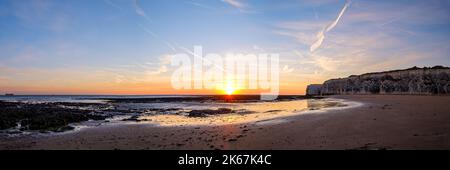 The dawn sky over the Kent landscape looking towards the Isle of Thanet ...