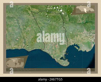 Clarendon, parish of Jamaica. High resolution satellite map Stock Photo ...