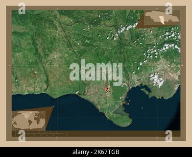 Clarendon, parish of Jamaica. Low resolution satellite map Stock Photo ...
